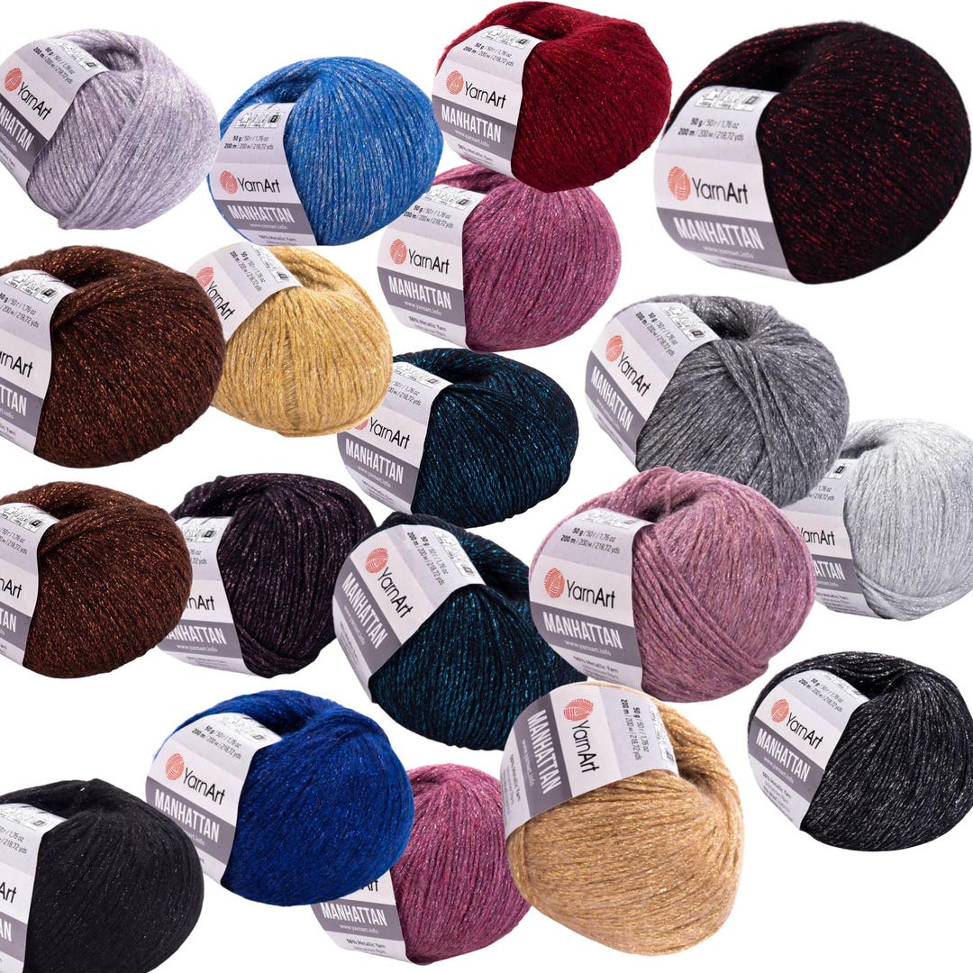 Yarnart Manhattan,shiny Metallic Yarn,glittery Knitting Yarn, Sparkle ...