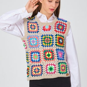 Patchwork Sweater,granny Square Sweater,granny Square Vest,knit Sweater ...