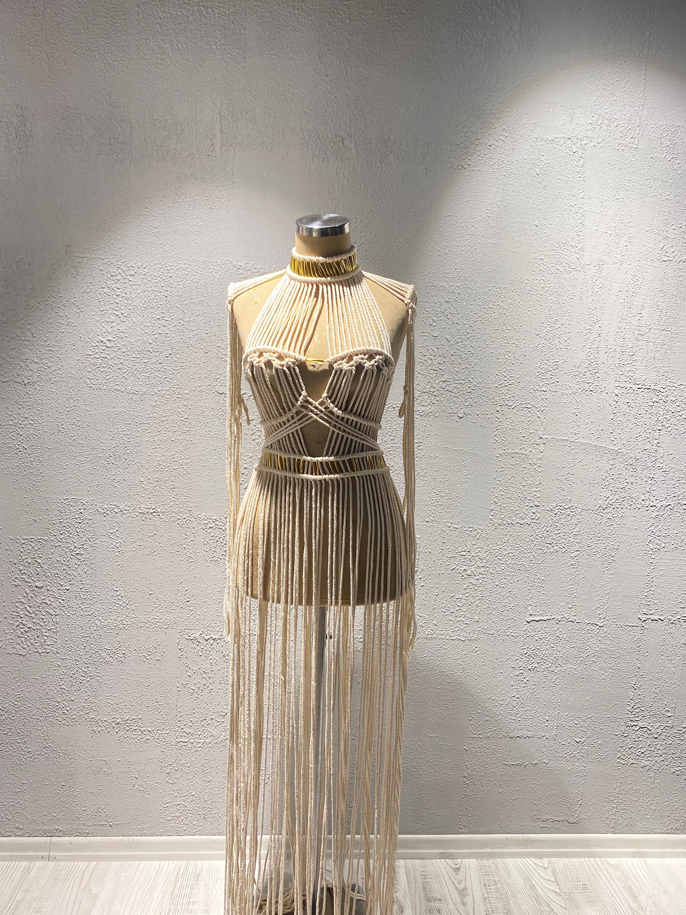 Beige Macrame Beach Dressfestival Clothingcotton Macrame - Etsy