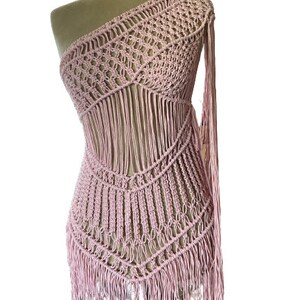Half Shoulder Macrame Beach Dress,macrame Mini Dress,macrame Pareo ...