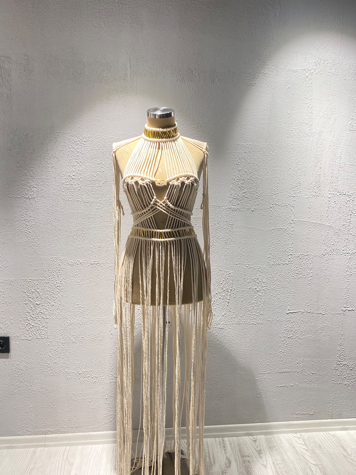 Beige Macrame Beach Dressfestival Clothingcotton Macrame - Etsy