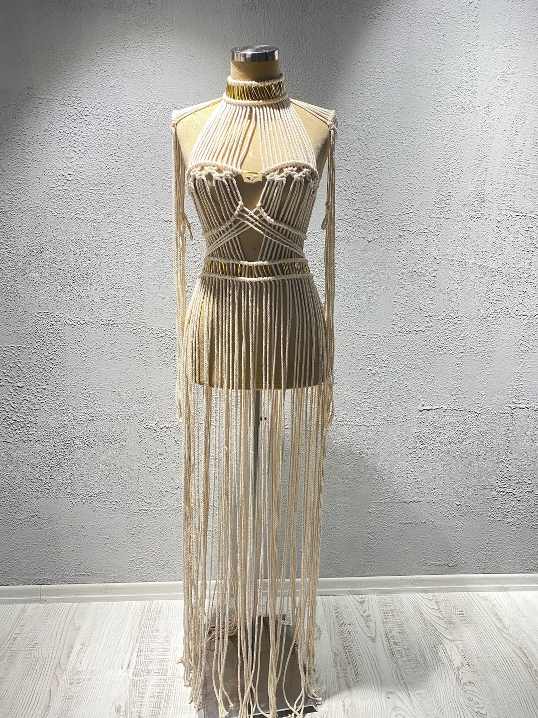 Beige Macrame Beach Dress,festival Clothing,cotton Macrame Beachwear ...