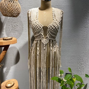 Beige Macrame Beach Dress,festival Clothing,cotton Macrame Beachwear ...