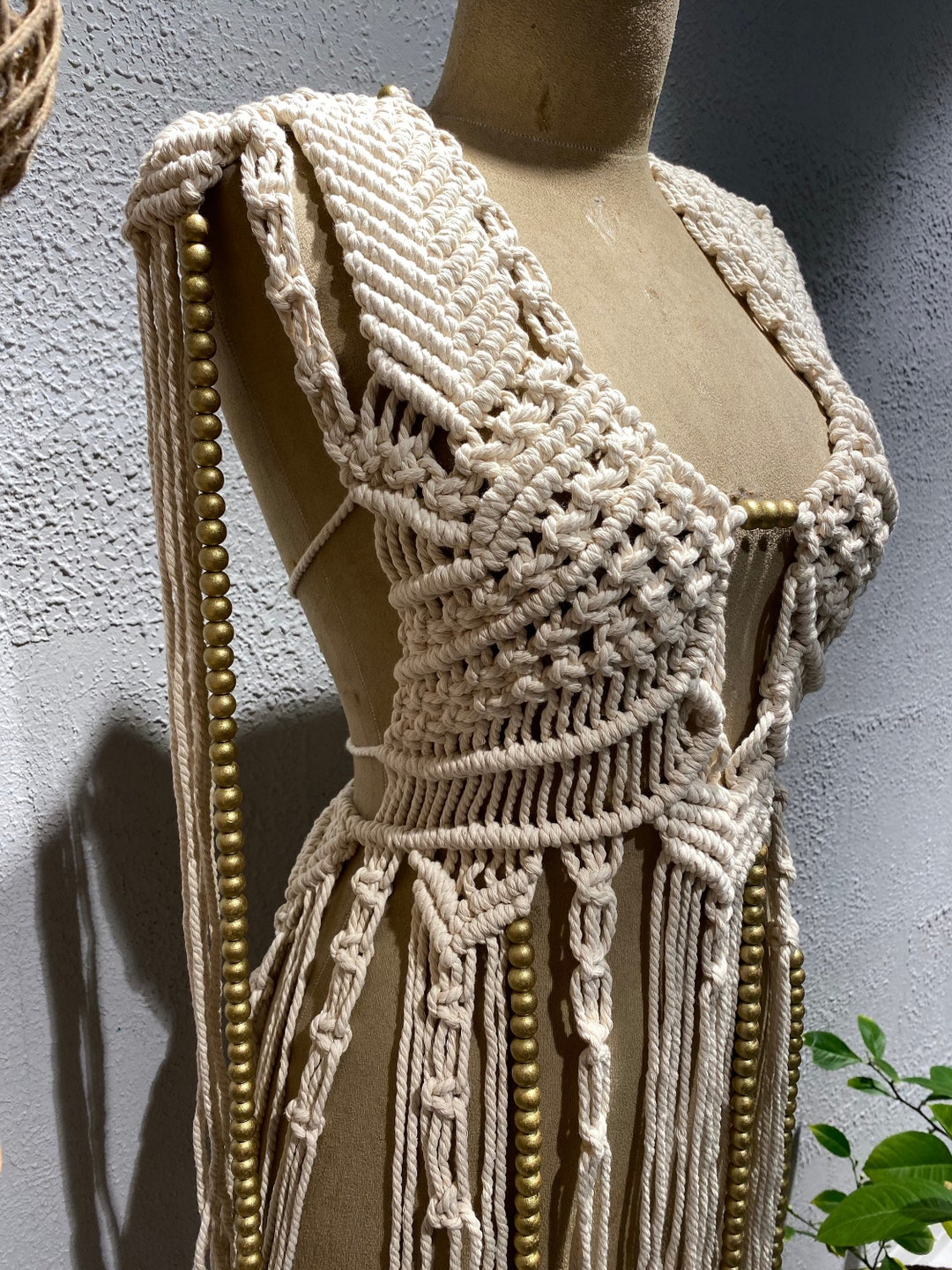 Beige Macrame Beach Dress,festival Clothing,cotton Macrame Beachwear ...