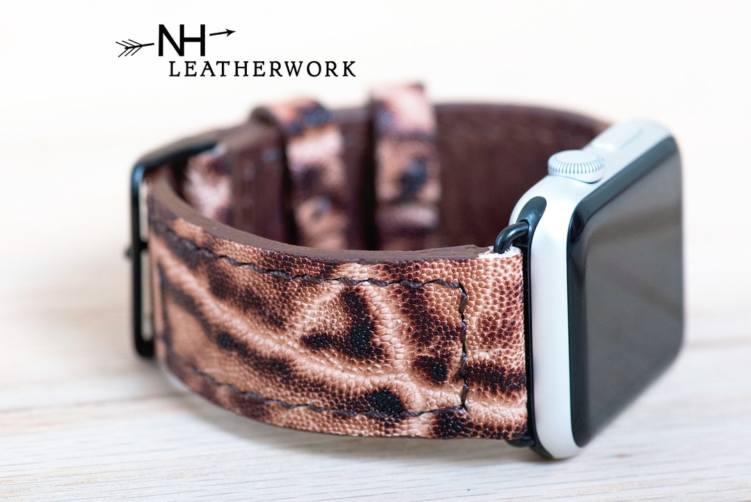 Leather Watch Band Strap, African Safari Collection, for Apple 38mm ...
