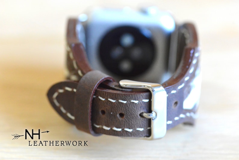 Leather Watch Band Strap Hair on Hide Inlay With Chocolate - Etsy