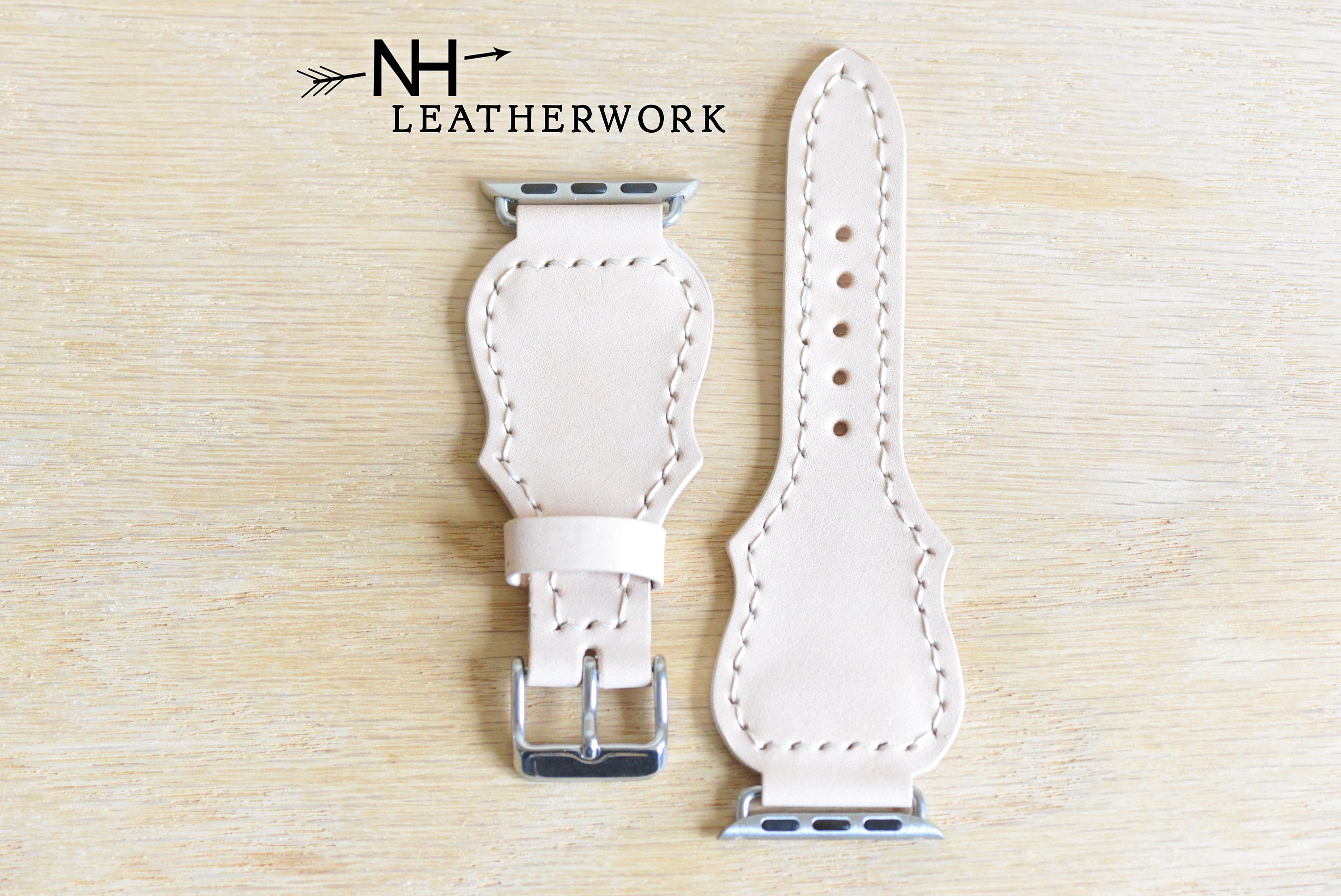 Leather Watch Band Strap Fancy silver vachetta for Apple - Etsy España