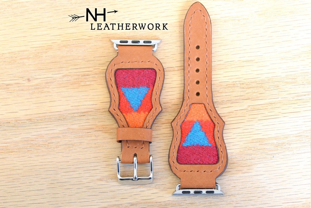 Leather Watch Band Strap Pendleton Wool Kangaroo Turquoise Inlay for ...