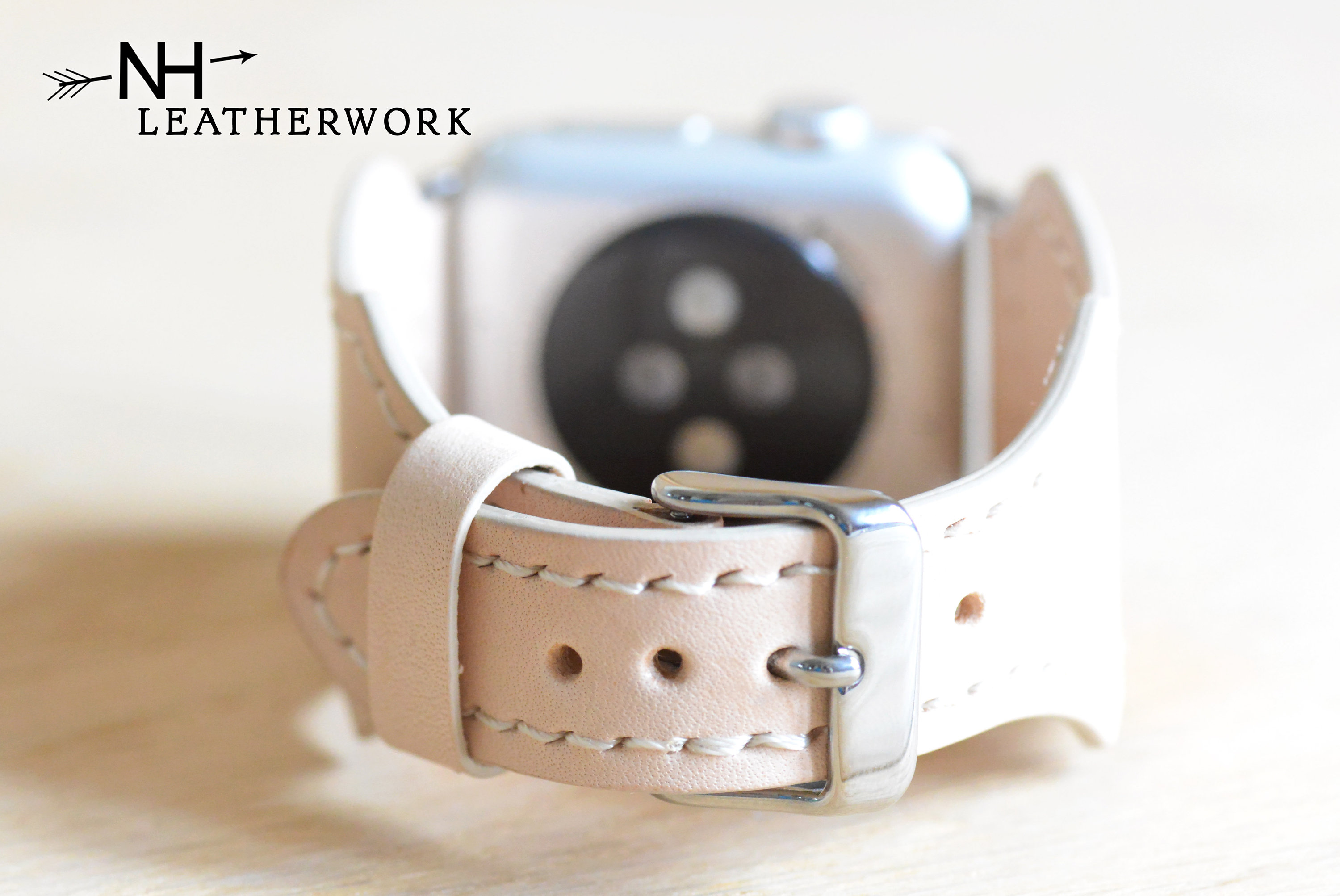 Leather Watch Band Strap, Fancy Silver Vachetta, for Apple 38mm 40mm ...