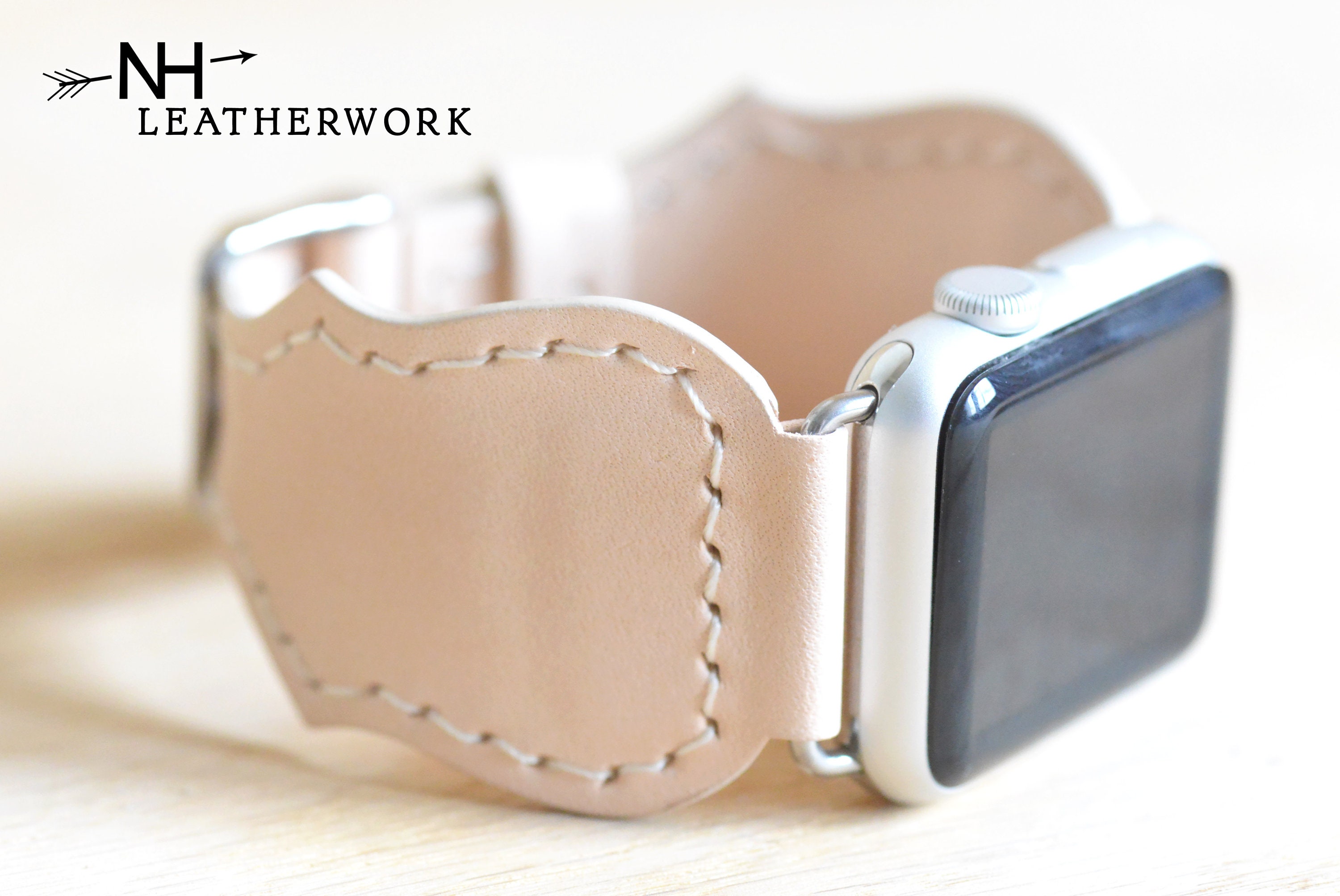 Leather Watch Band Strap Fancy silver vachetta for Apple - Etsy España