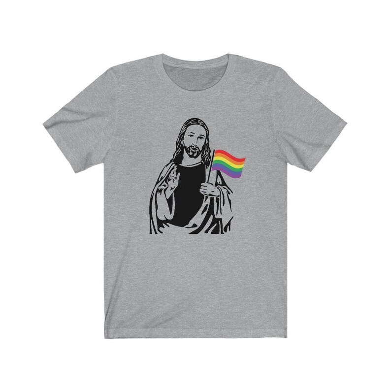 Gay Pride Shirt Jesus Holding LBGTQIA Pride Rainbow Flag Tee | Etsy
