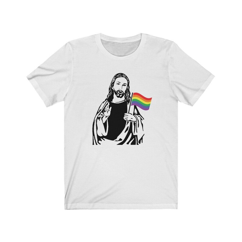 Gay Pride Shirt Jesus Holding LBGTQIA Pride Rainbow Flag Tee | Etsy