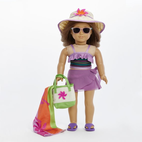 18 Doll Clothes Summer Swimsuit Set 8 Pc Deluxe Multicolor 2 pc Suit Hat Sandals Bag Towel Sun Glasses Etsy UK