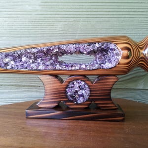 Amethyst Burnt Oregon Wand With Quartz Crystal Point Burnt Cedar Triple ...