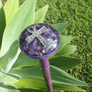 Ankh Walking Stick Made With Purple Stained Oak Wood and Resin With ...