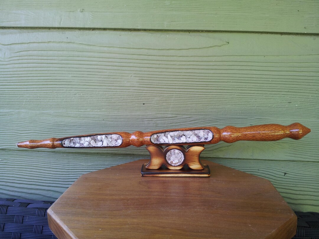 Rose Quartz Silky Oak Wood Wand With a Quartz Point + Burnt Spruce ...