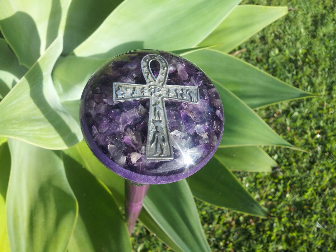 Ankh Walking Stick Made With Purple Stained Oak Wood and Resin With ...