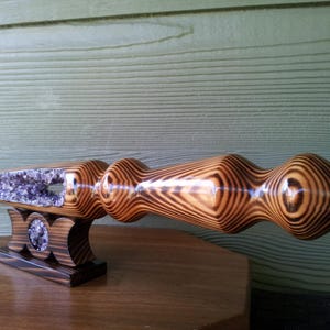 Amethyst Burnt Oregon Wand With Quartz Crystal Point Burnt Cedar Triple ...