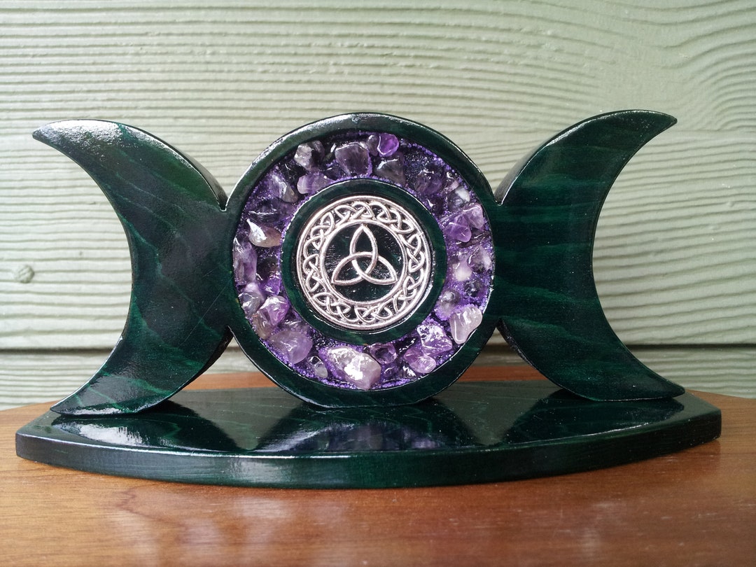 Triquetra Triple Moon Altar Piece Made From Forest Green Stained Cedar ...