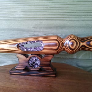 Amethyst Burnt Oregon Wand With Quartz Crystal Point Burnt Cedar Triple ...