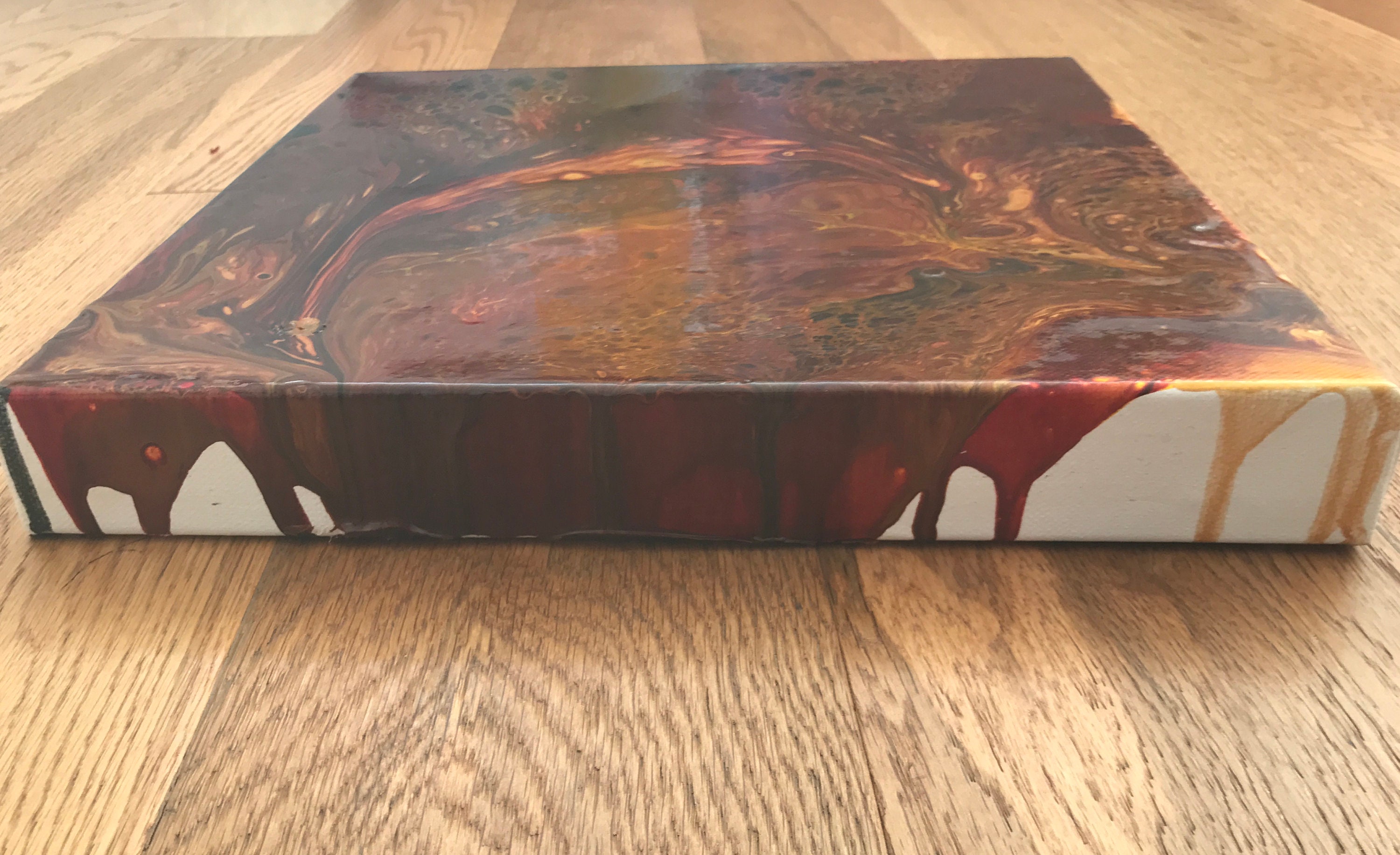 Burnt Amber Hand Made Fluid Art Painting - Etsy UK