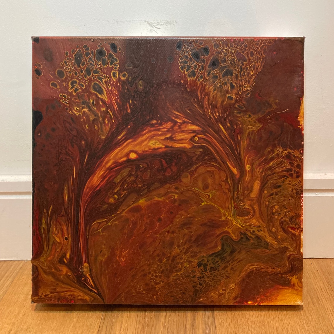 Burnt Amber Hand Made Fluid Art Painting - Etsy UK