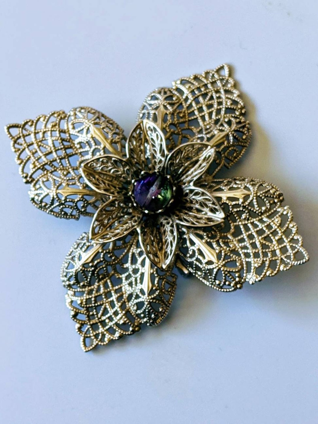 Cross Pin, Fillagre Cross Pin, Four Petal Posey. - Etsy