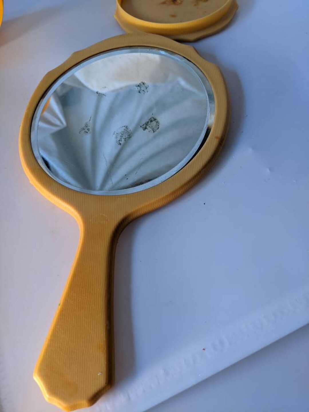 Mirror, Unique Mirror and Matching Box, Ivory Pyralin Dubarry Mirror ...