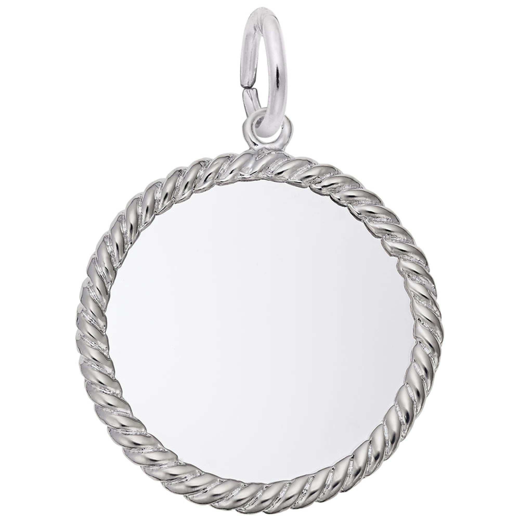 Engravable Sterling Silver Charms Small Rope Disc Charm | Etsy