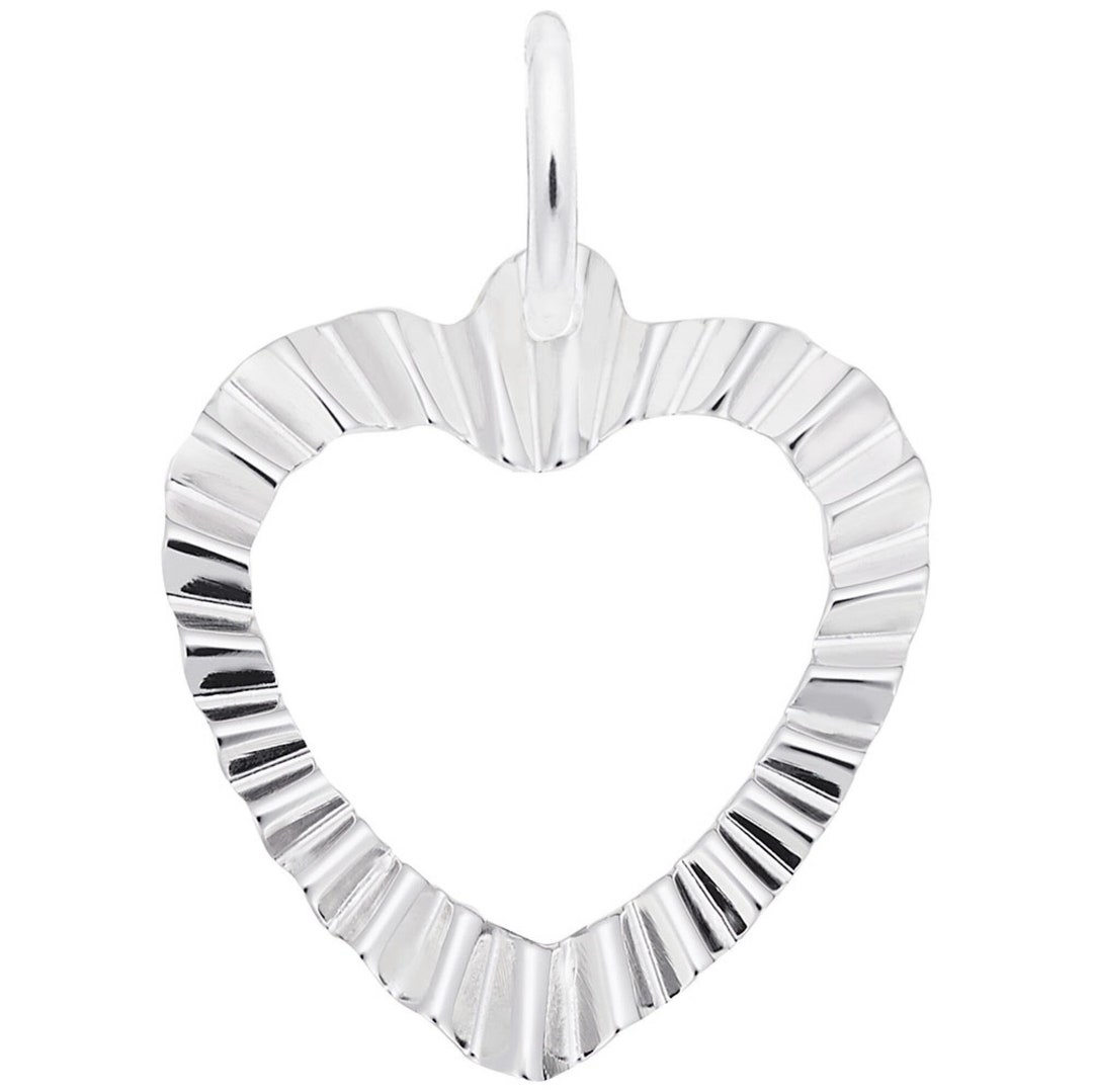 Engravable Sterling Silver Charms - Ruffled Heart Charm - Engrave a ...
