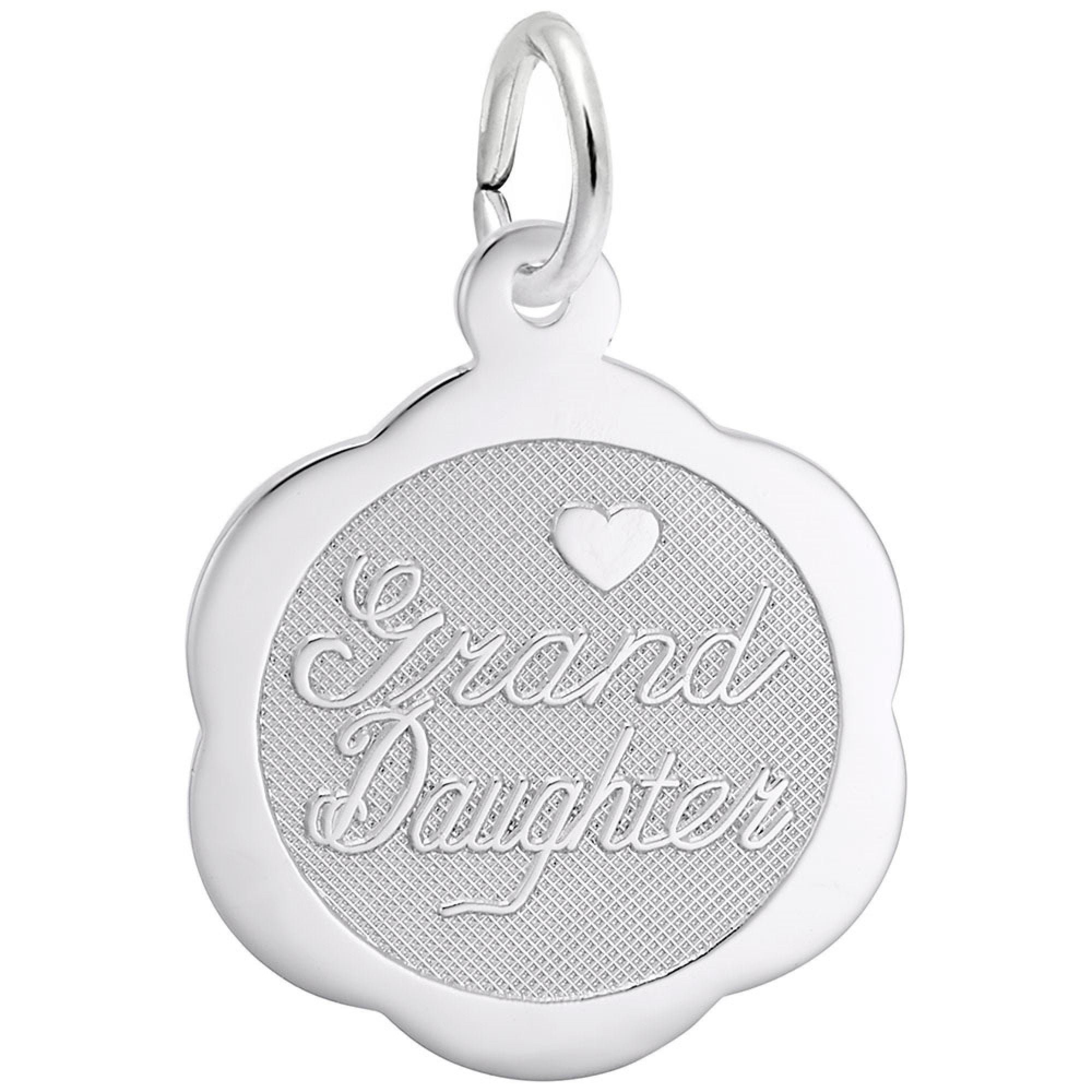 Engravable Sterling Silver Charms - Granddaughter Scalloped Disc Charm ...