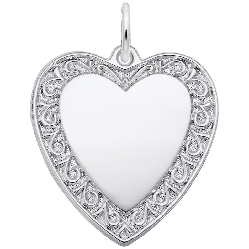 Engravable Sterling Silver Charms Scrolled Classic Heart - Etsy