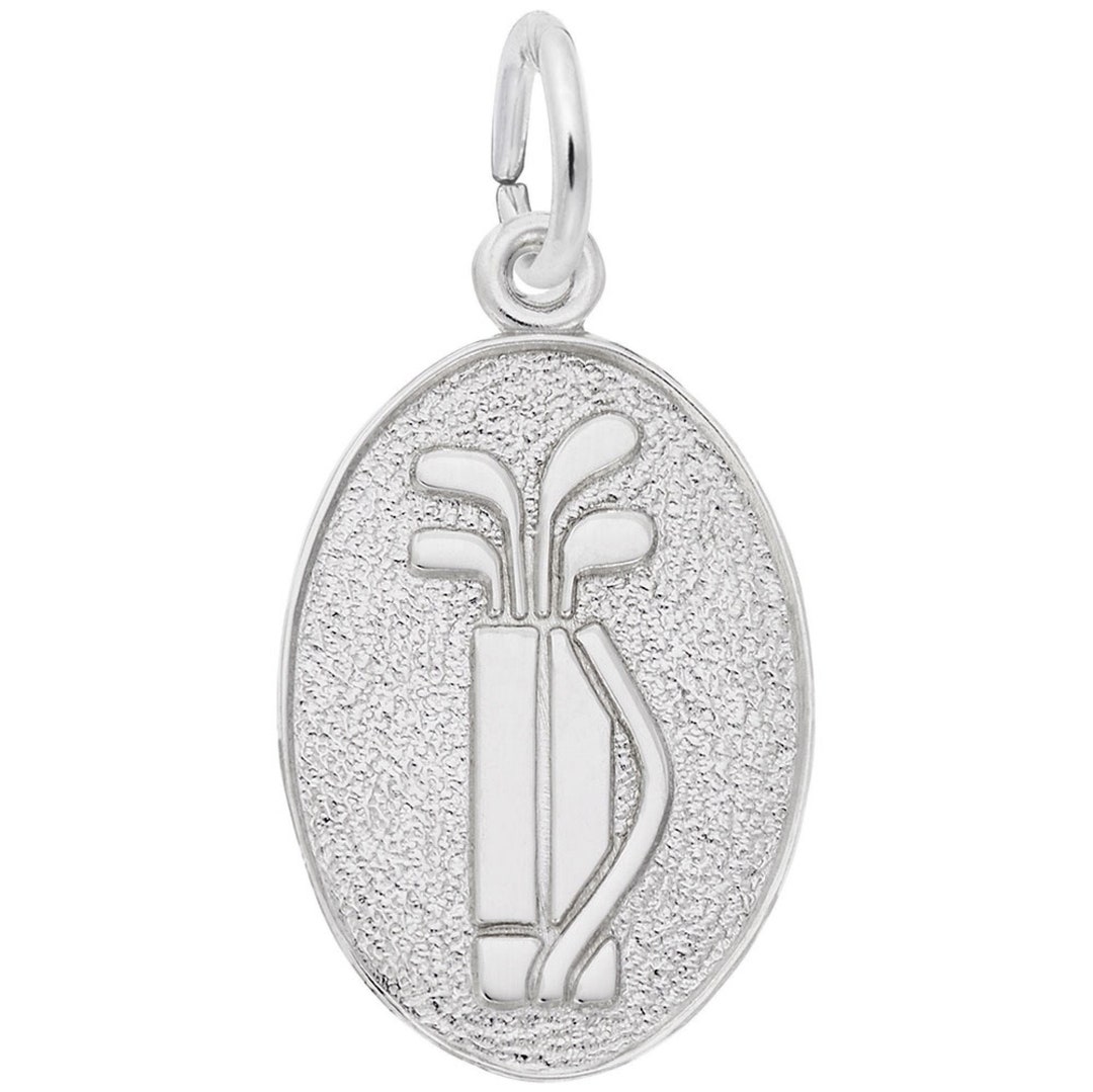 Engravable Golf Clubs Charm – Sterling Silver and Gold Plated Oval Disc ...