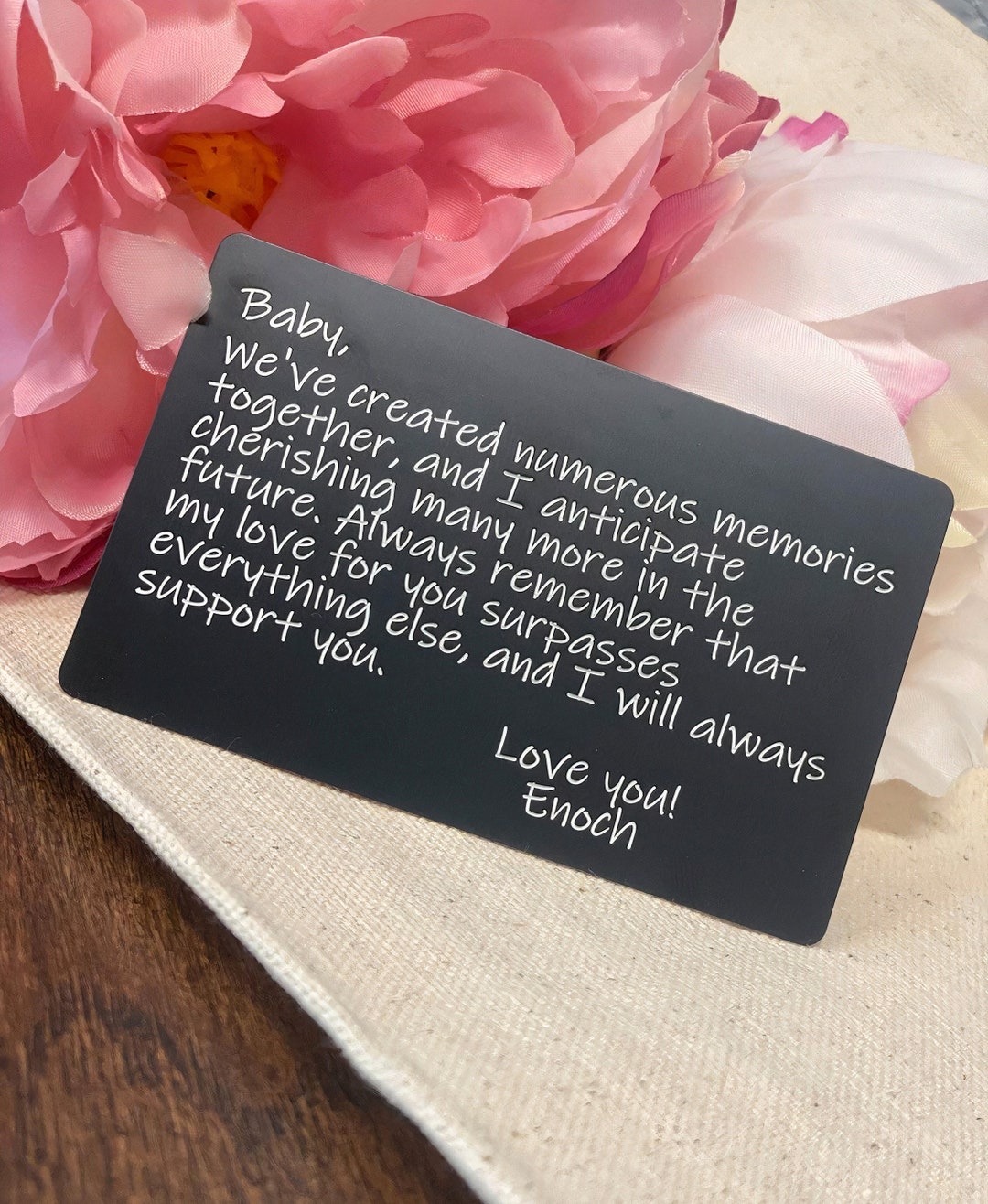 Engraved Picture Wallet Insert, Front & Back Engraving, Laser Engraved Personalized Wallet Card ...