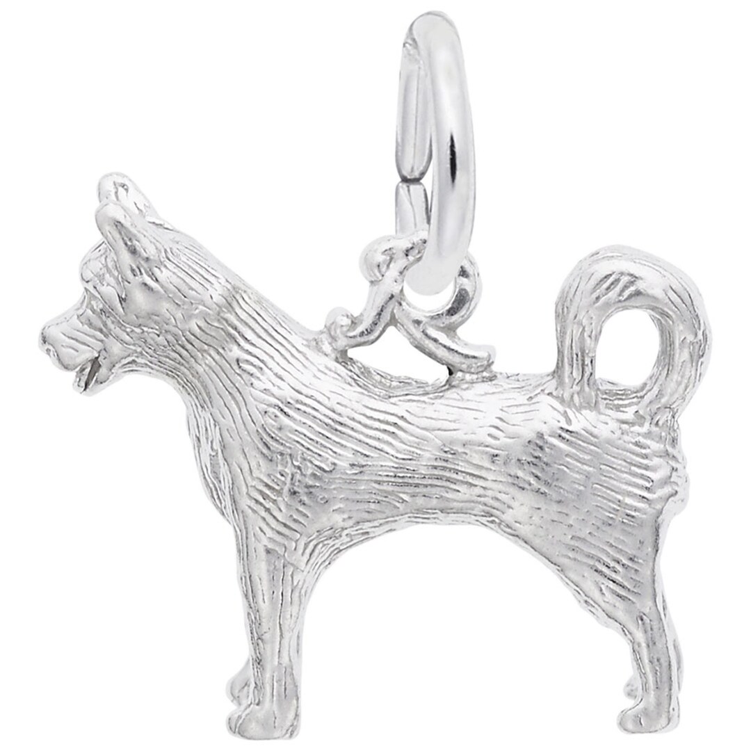 Husky dog charm (Engravable Sterling Silver and Gold Plated Charms ...