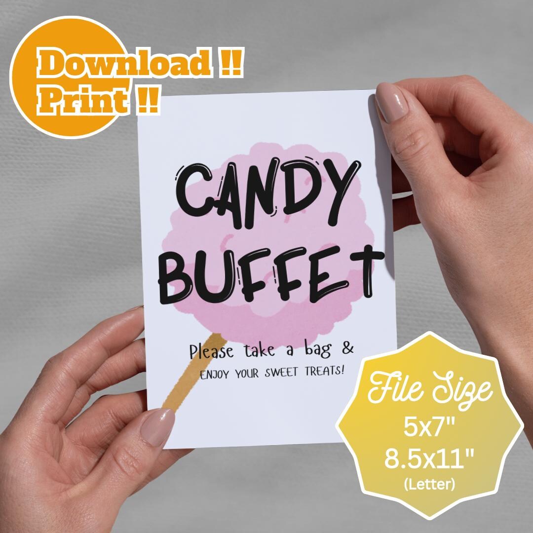 Cotton Candy Sign Printable Instant Download Digital Printable Candy ...