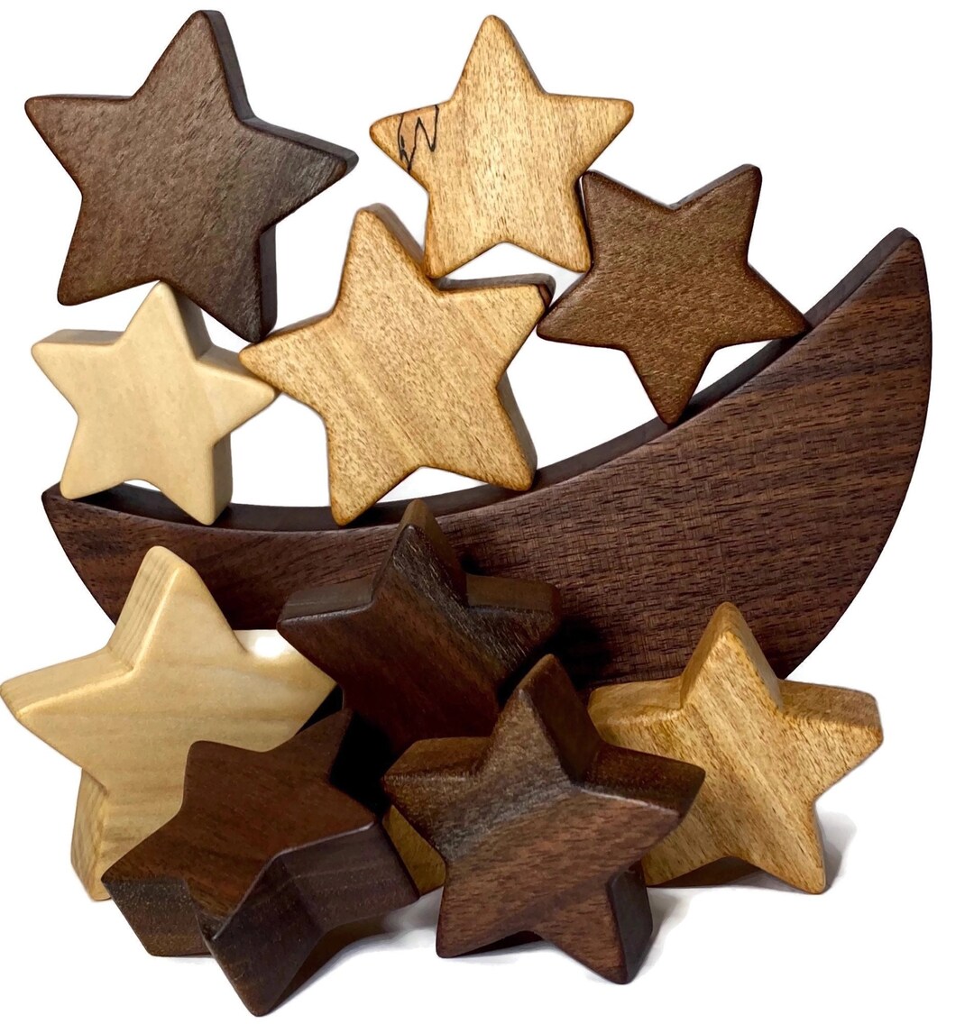 Wooden Moon and Stars-2 - Etsy