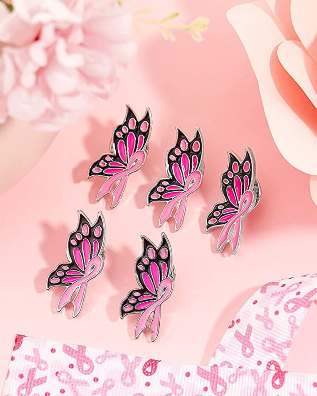 Breast Cancer Awareness Pins, Pink Ribbon, Butterfly Pin, Hope Love ...