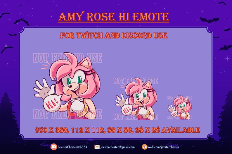 Amy Rose Hi Emote for Twitch and Discord - Etsy