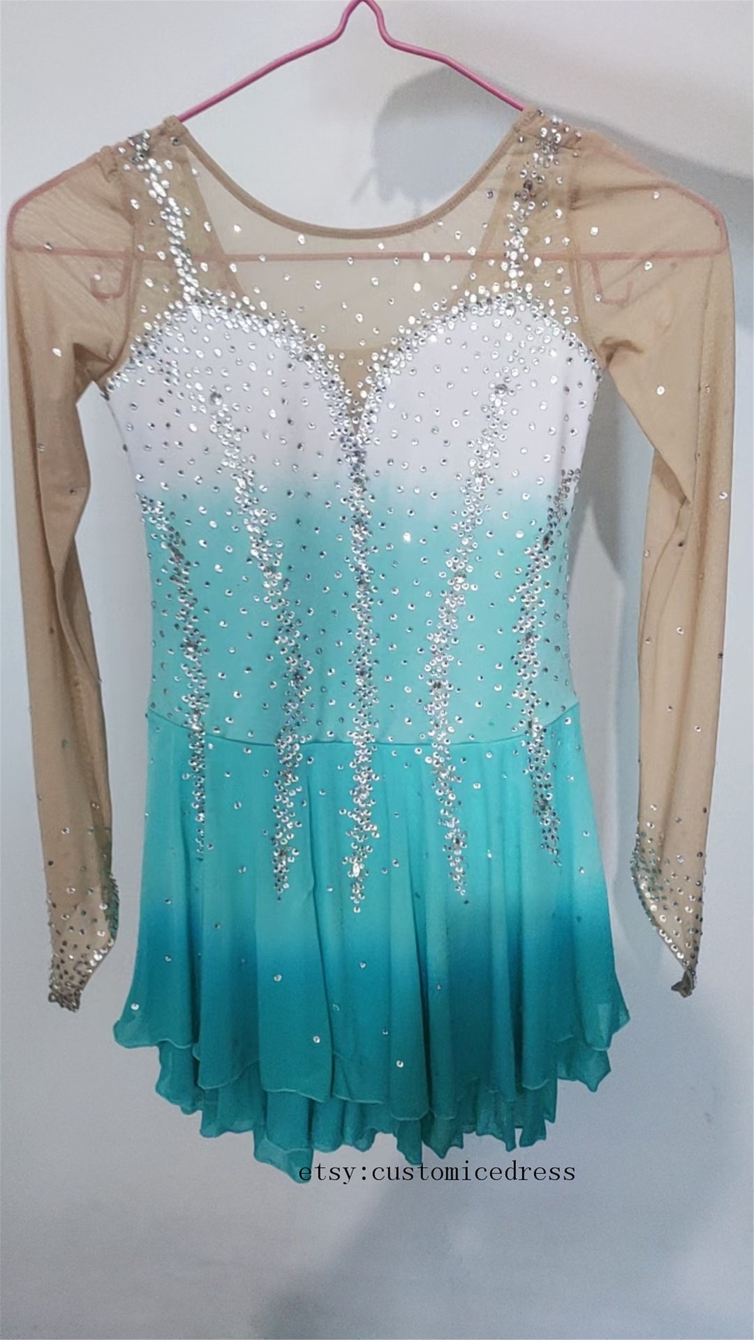 Green Ice Skating Dresses Custom Girls Skating Dress for Competition - Etsy