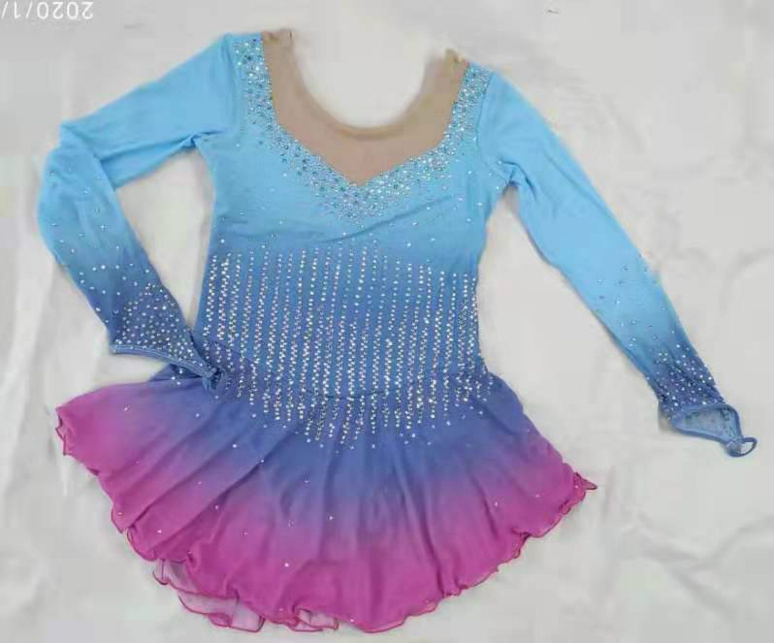 Blue Figure Skating Dress Custom Girls Customize Long Sleeves Women ...