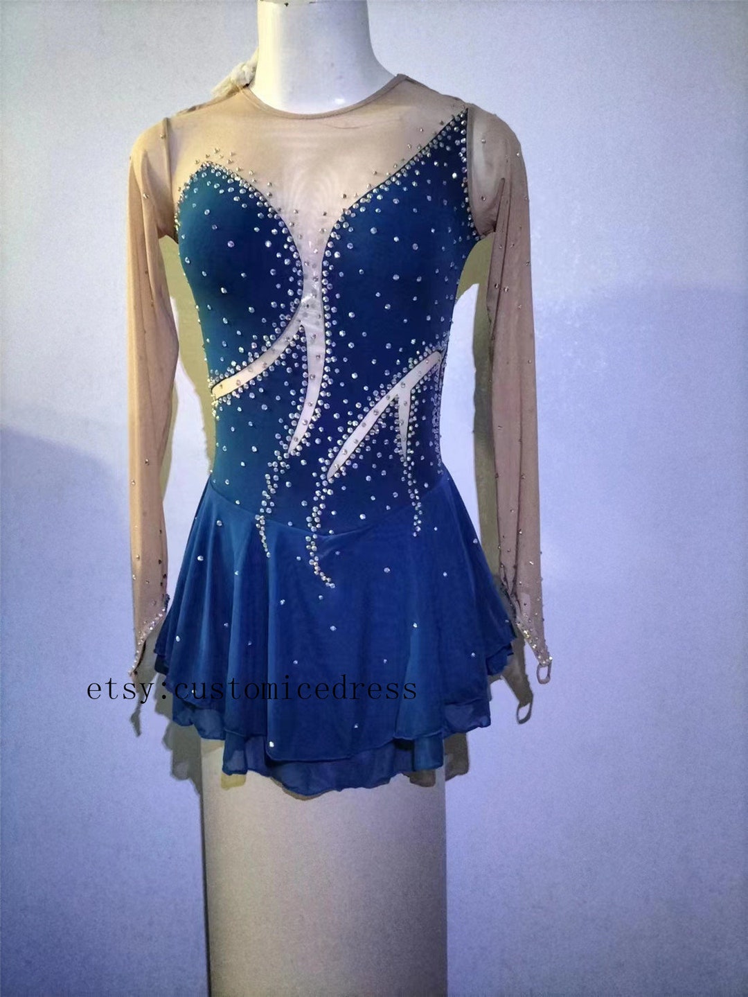 Blue Competition Ice Skating Dress for Girls Custom Ice Skating Dresses ...