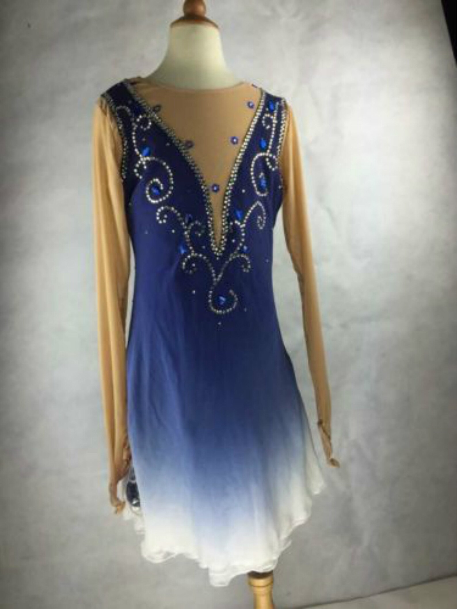 Blue Ice Skating Dress Adult Girls Competition Figure Skating Dresses ...