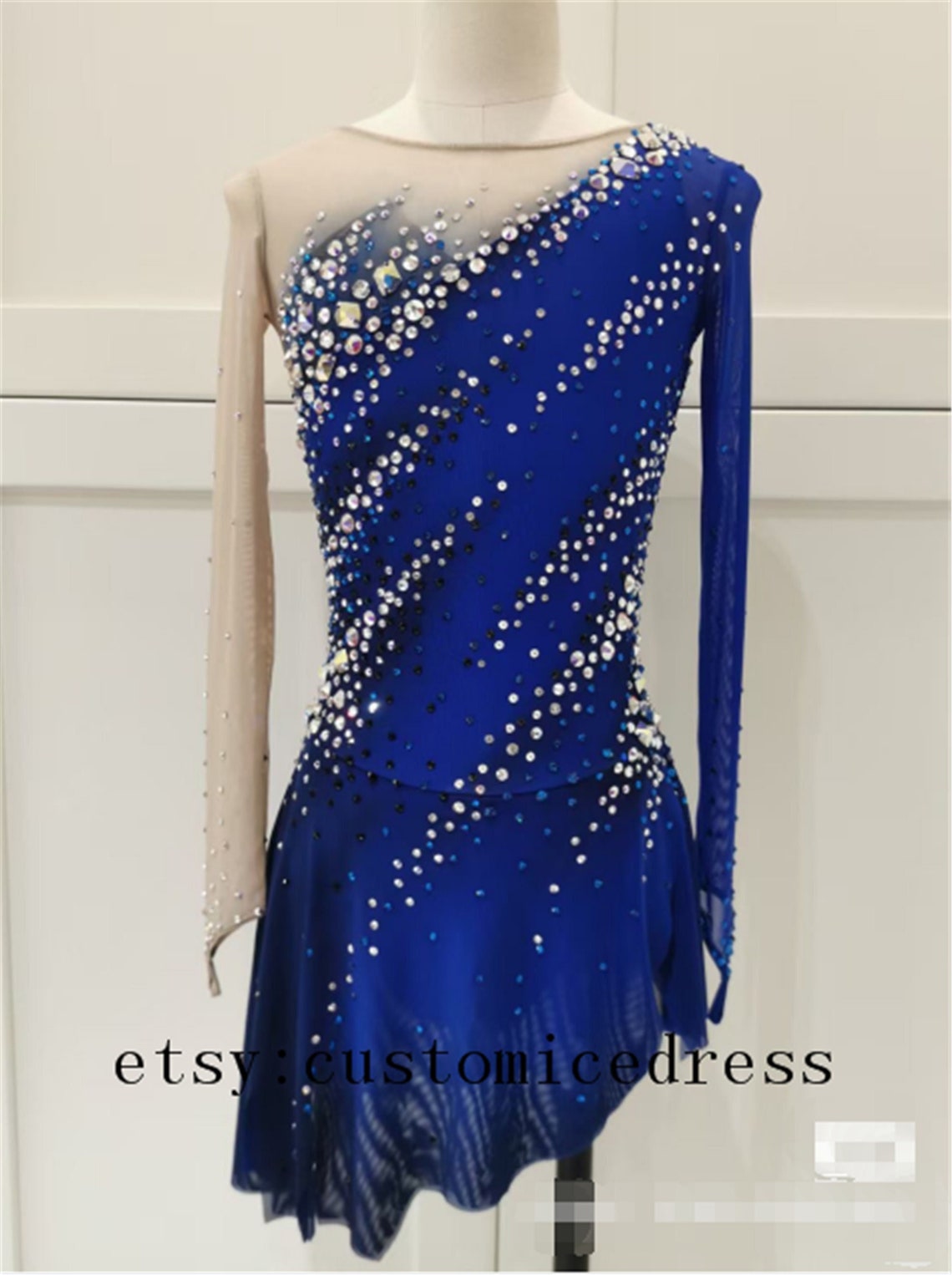 Blue Ice Dance Dress for Girls Custom Ice Dresses Women Beaded - Etsy