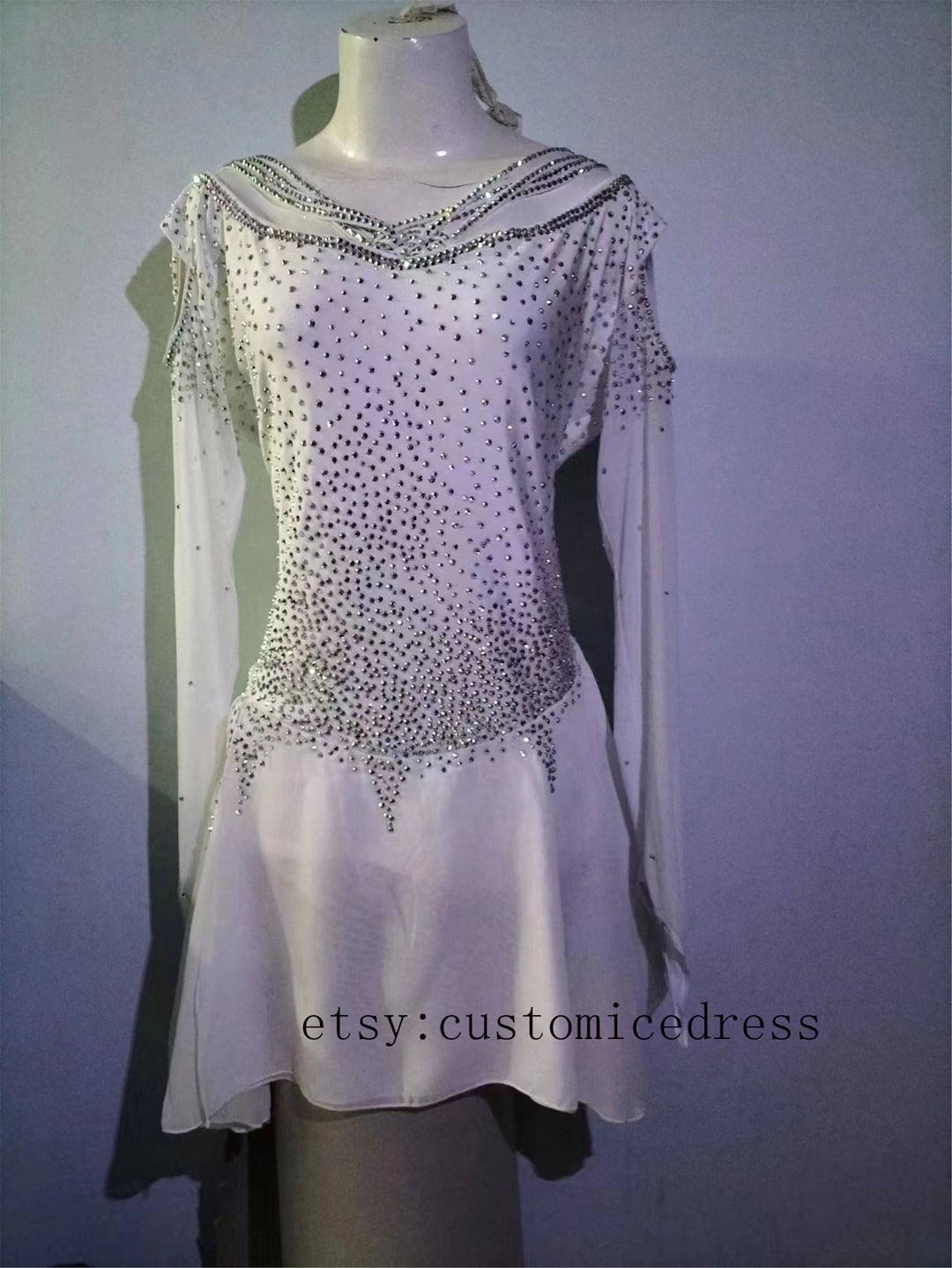 Figure Skating Dress Girls Competition Ice Skating Dresses White Custom ...