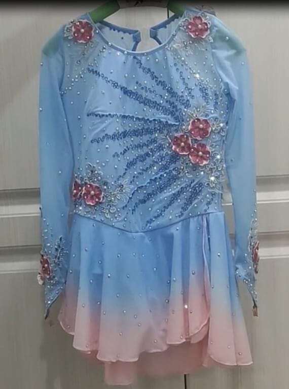 Blue Figure Skating Dress Adult Girls Competition Ice Skating - Etsy