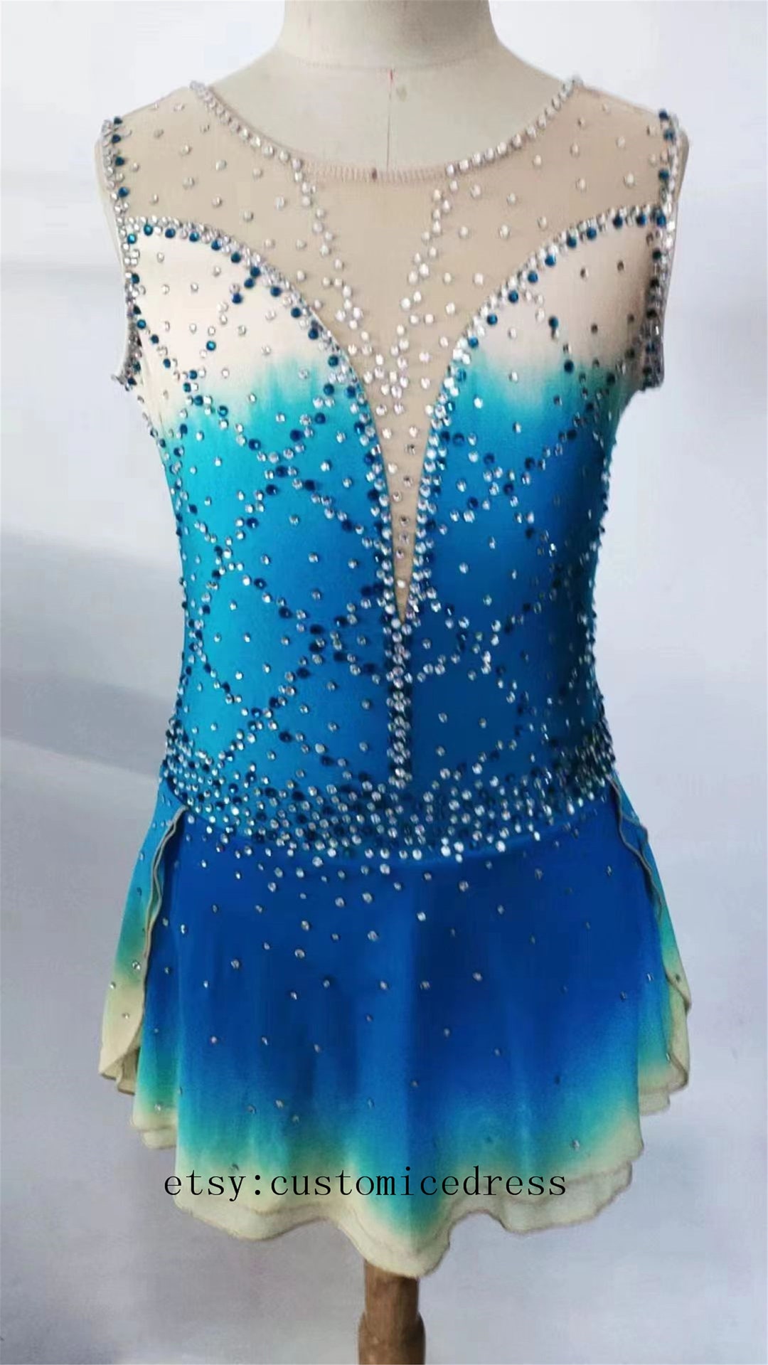 Blue Figure Skating Dress Adult Girls Competition Figure Skating ...