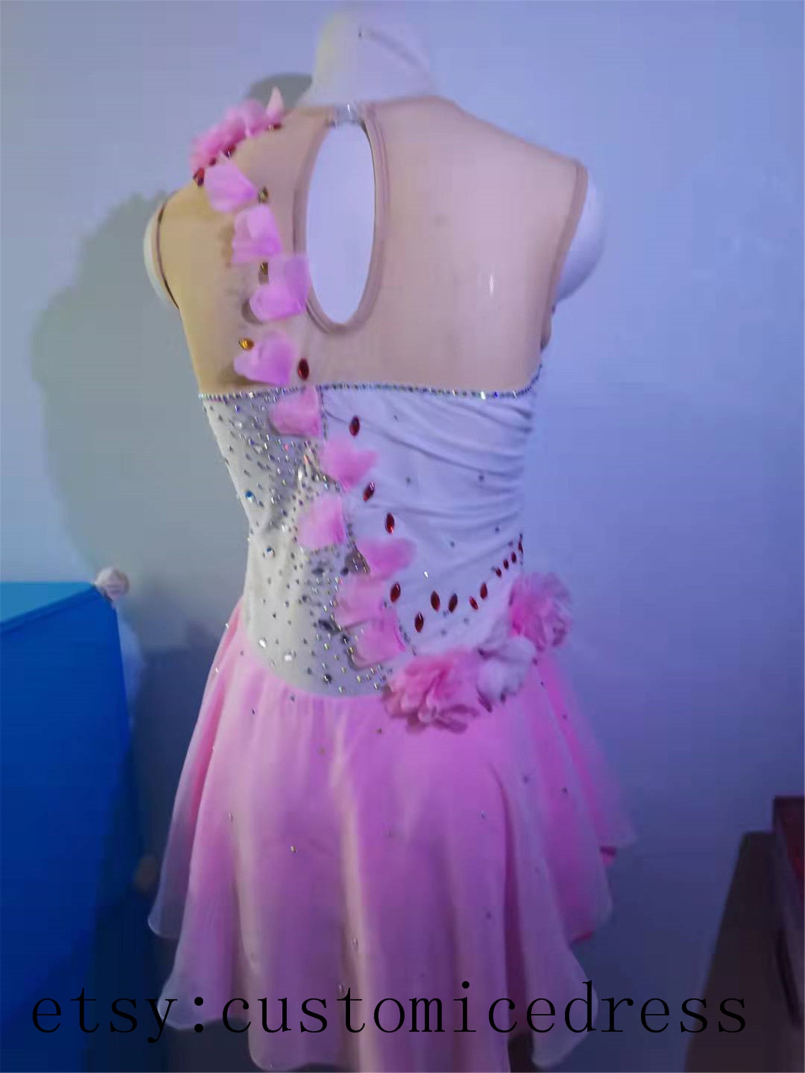 Pink Figure Skating Dress for Women Custom Ice Skating Dresses Women ...