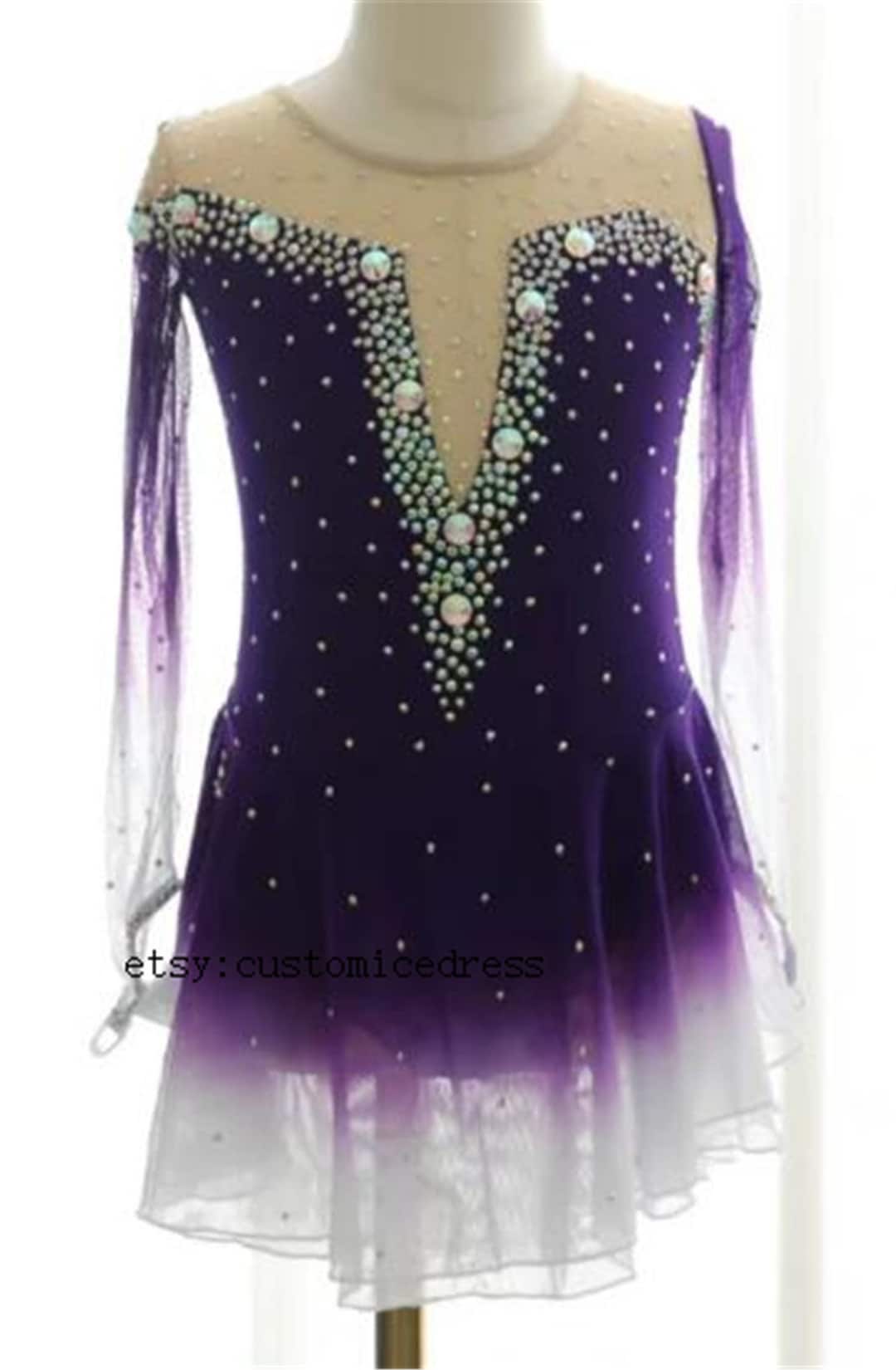 Purple Ice Skating Dresses Custom Adult Girls Figure Skating Dresses ...