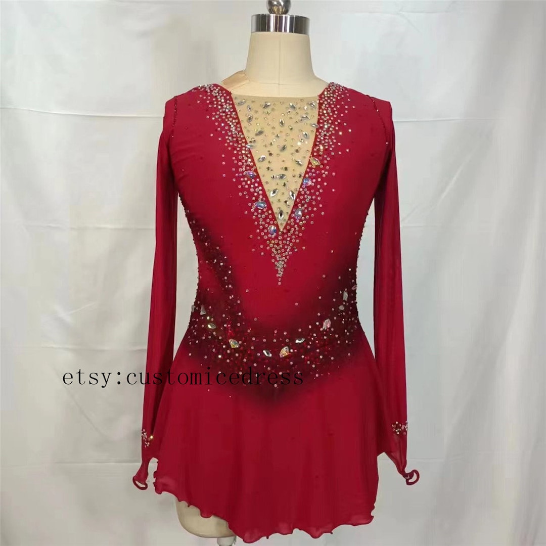 Red Skating Dresses Girls Custom Figure Skating Dress Kids - Etsy